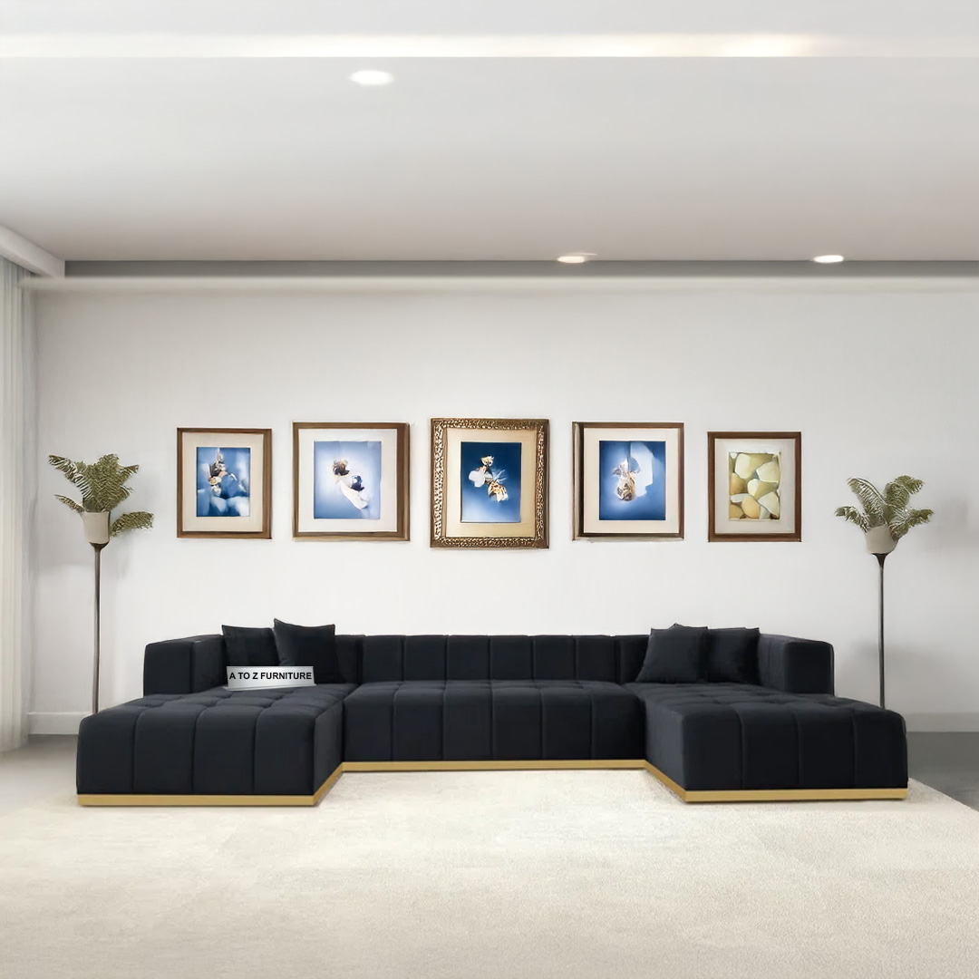 Siesta U-Shape Double Chaise Sectional Sofa in Black from AED 4949 ...
